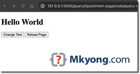 How To Reload A Page Using JQuery Mkyong
