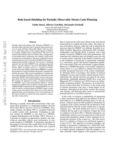 Pdf Rule Based Shielding For Partially Observable Monte Carlo Planning