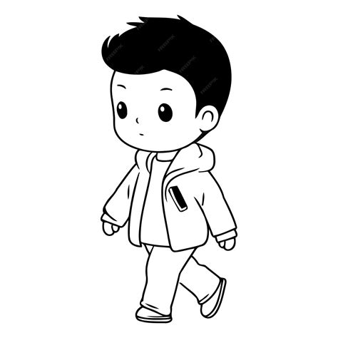 Premium Vector Boy Walking Cartoon Character Vector Illustration Cute