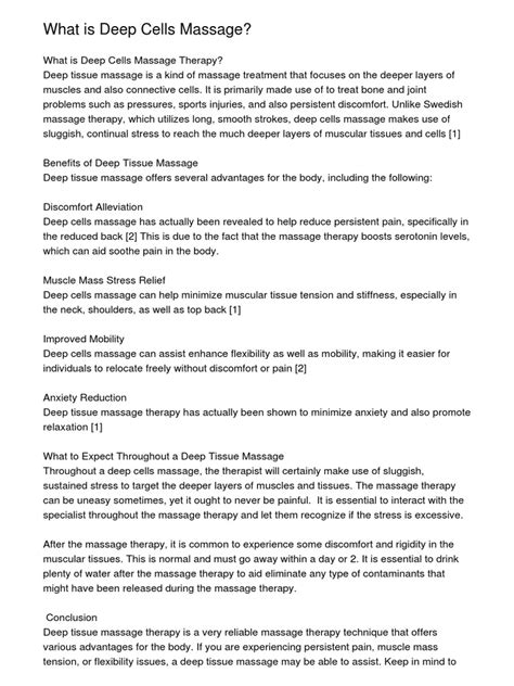 What Is Deep Tissue Massagehynpm Pdf Pdf Massage Skeletal Muscle