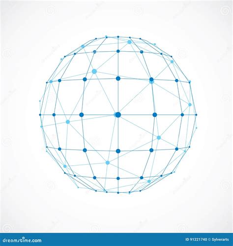 3d Vector Digital Wireframe Spherical Object Made Using Facets Stock Vector Illustration Of