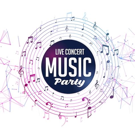 Music Party Live Concert Template With Notes Free Vector