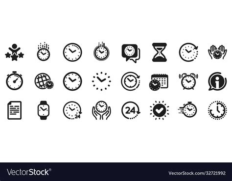 Time And Clock Icons Timer Alarm Smartwatch Vector Image