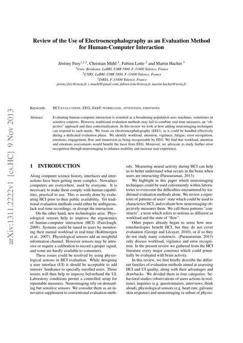 Pdf Review Of The Use Of Electroencephalography As An Evaluation
