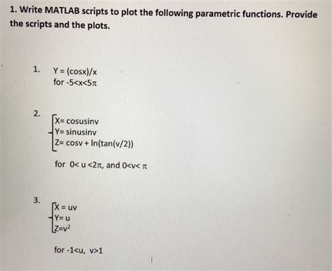 Solved 1 Write Matlab Scripts To Plot The Following