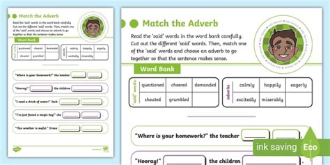 Adverbs Matching Worksheet Teacher Made Twinkl