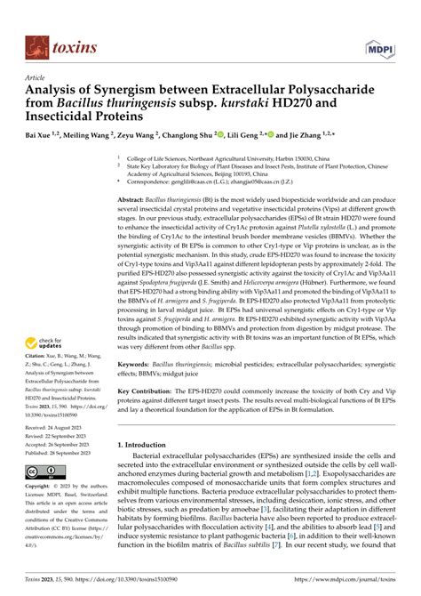 Pdf Analysis Of Synergism Between Extracellular Polysaccharide From