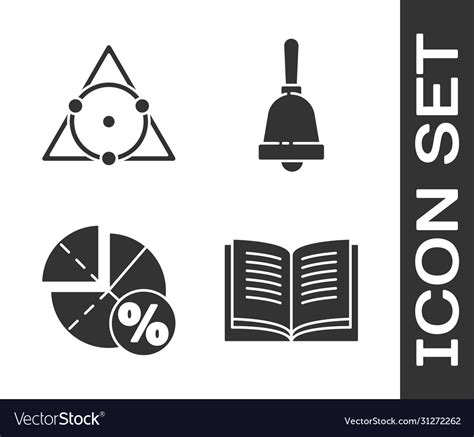 Set Open Book Triangle Math Graph Schedule Vector Image
