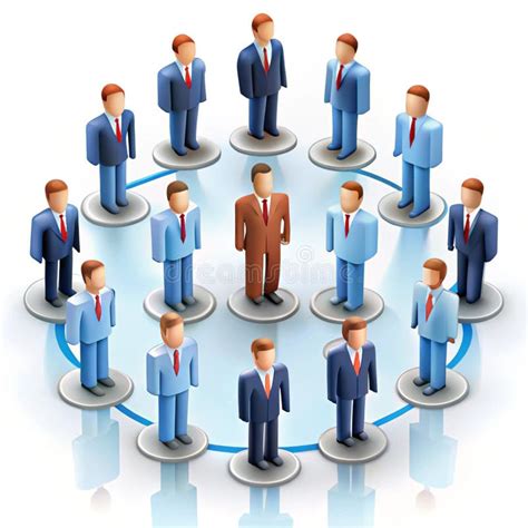 Illustration Of A Connected Network Of Business Professionals In Formal Attire Representing