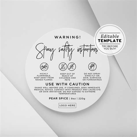 Editable Candle Warning Label Template Candle Warning Template Canva