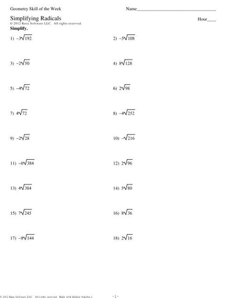 Radical Expressions Worksheets For Th Year On Quizizz Free