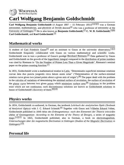 carl wolfgang benjamin goldschmidt pdf mathematics
