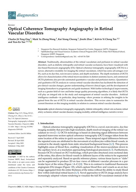 Pdf Optical Coherence Tomography Angiography In Retinal Vascular
