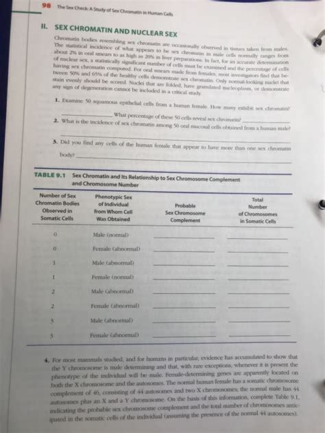 Solved 98 The Sex Check A Study Of Sex Chromatin In Human