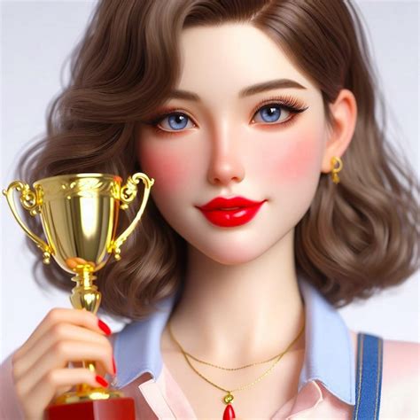 Premium Photo A Model Of A Woman Holding A Trophy With A Trophy In