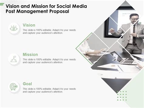 Vision And Mission For Social Media Post Management Proposal Ppt Powerpoint