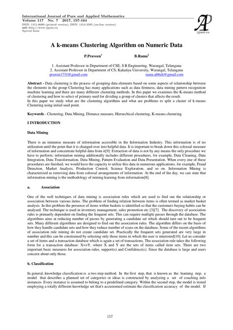 pdf a k means clustering algorithm on numeric data