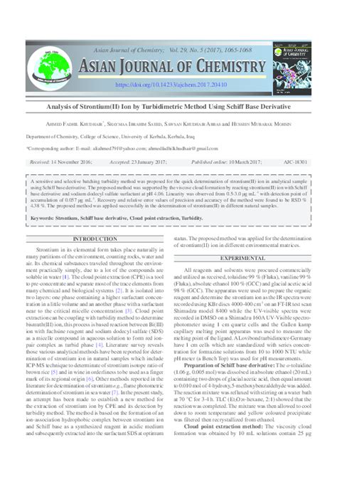 Pdf Asian Journal Of Chemistry Asian Journal Of Chemistry