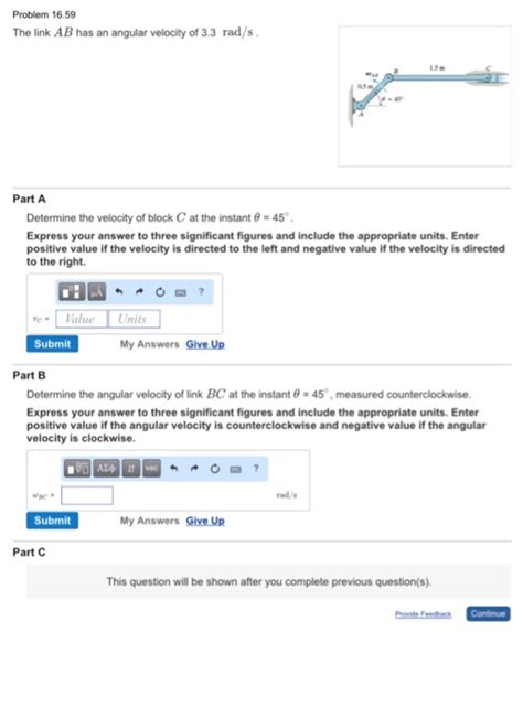 Solved The Link Ab Has An Angular Velocity Of 3 3 Rad S