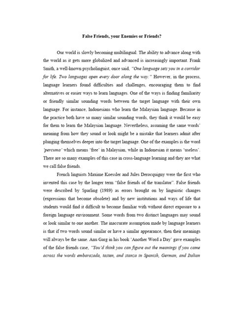 [restia] False Friends Your Enemies Or Friends Pdf Second Language Multilingualism
