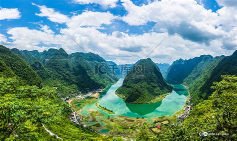 广西河池市红水河第一湾高清摄影大图 千库网