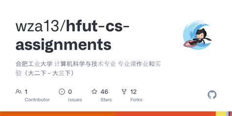 Github Wza13hfut Cs Assignments 合肥工业大学 计算机科学与技术专业 专业课作业和实验（大二下 大三下）