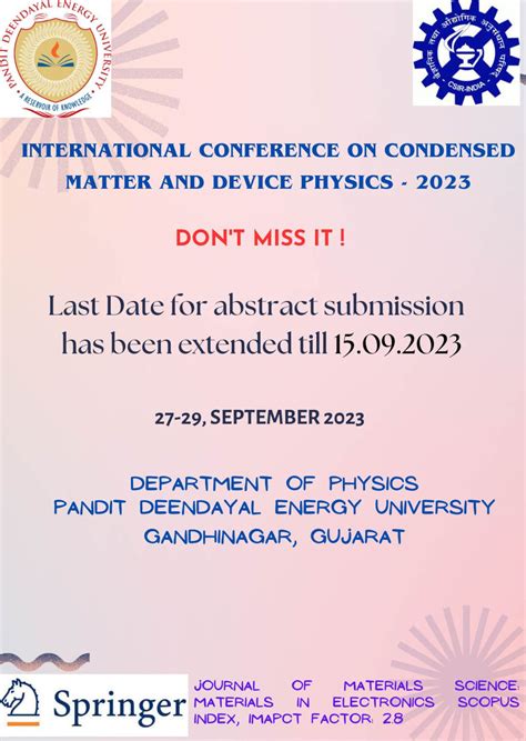 Department Of Physics Pdeu On Linkedin Pdeu Physics Conference2023 Iccmpd