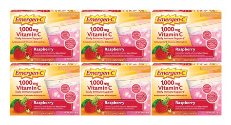 Emergen C Vitamin C Drink Mix Packets Raspberry 30 Each Pack Of 6