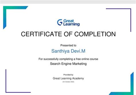 Santhiya Devi M On Linkedin I Have Successfully Completed The Search Engine Marketingcourse