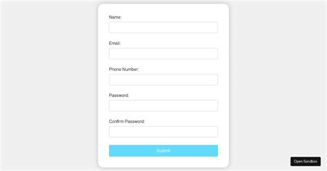 Formvalidation Codesandbox