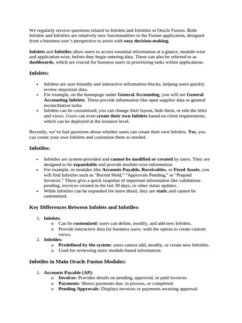 Infolets And Infotiles Pdf Accounts Payable Computing