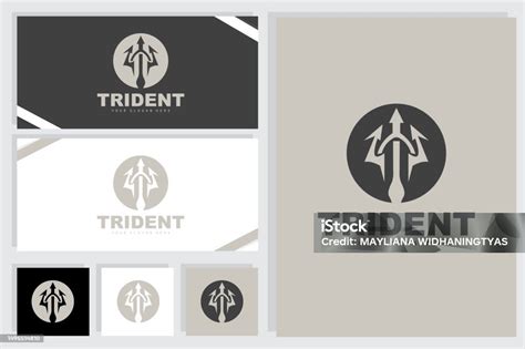 삼지창 포세이돈 해왕성의 벡터 매직 스피어 트리톤 킹 디자인 템플릿 아이콘 브랜드 일러스트레이션 개념에 대한 스톡 벡터 아트 및 기타 이미지 Istock