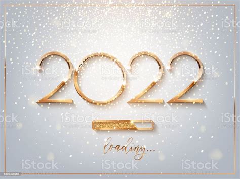 새해 골든 로딩 바 벡터 일러스트레이션 2022 년 은 문자와 함께 진행 파티 카운트 다운 다운로드 화면 초대 장 배너 이벤트