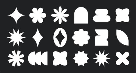 현대적인 레트로 기하학적 모양의 집합 프리미엄 벡터