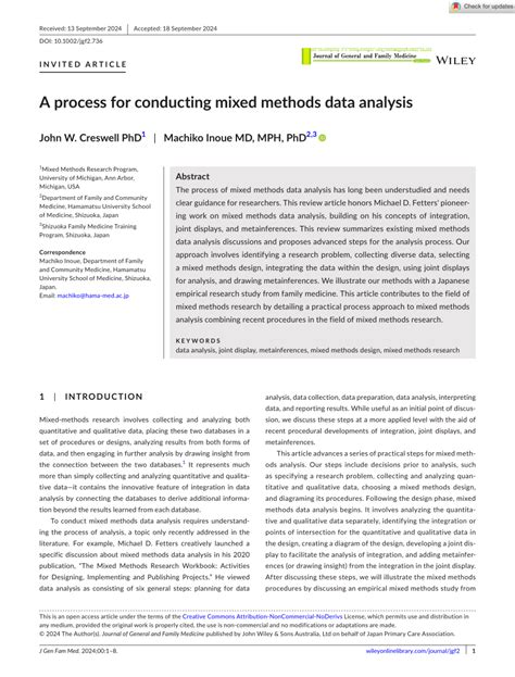 PDF A Process For Conducting Mixed Methods Data Analysis