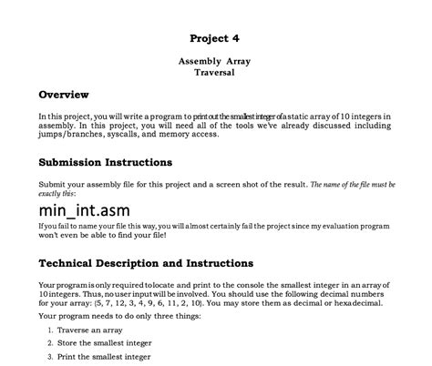 Solved Project 4 Assembly Array Traversal Overview In This
