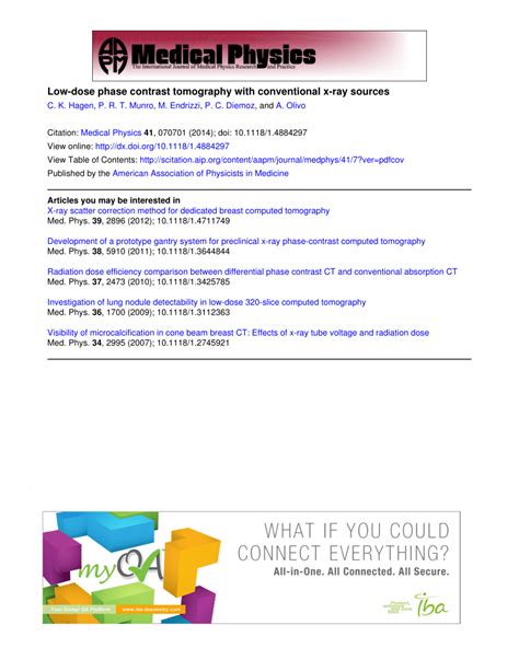 Pdf Low Dose Phase Contrast Tomography With Conventional X Ray Sources