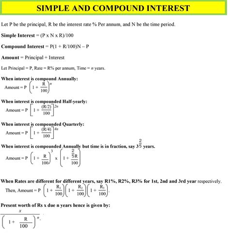 Simple And Compound Interest Formula