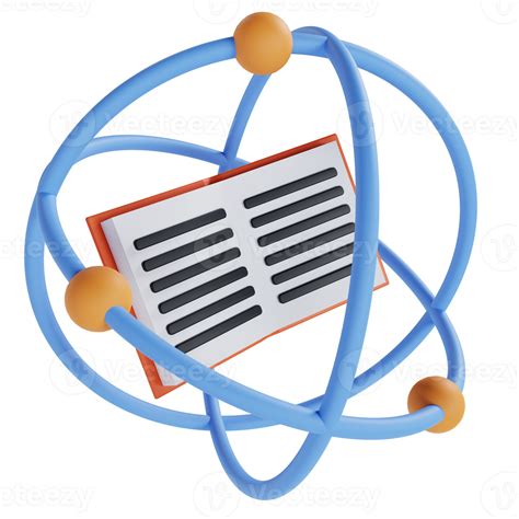 3d Atom Science With Book Education Illustration Premium Png 11299287 Png