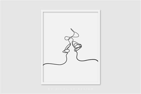 Line Art Poster Hot Kiss Graphic By Richline Design · Creative Fabrica