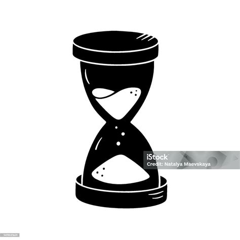 간단한 스타일의 모래 시계 실루엣 벡터 일러스트레이션 프론드와 디자인을위한 모래 시계를 스케치하십시오 흰색 배경에 격리 된 요소 기호 시간 핸드가 그려졌습니다 개념에 대한
