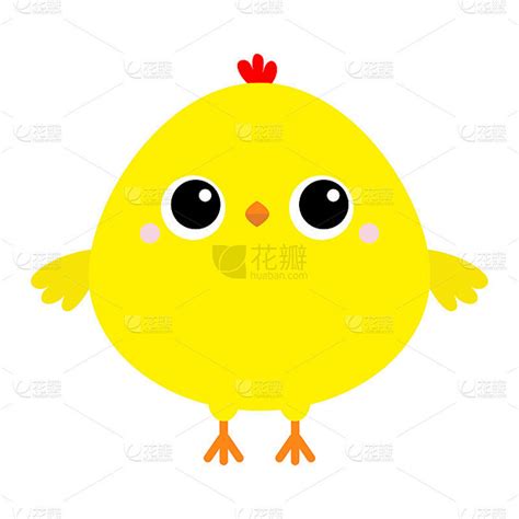 鸡鸟图标。复活节快乐。可爱的卡通，有趣的可爱的婴儿小鸡角色。孩子的t恤笔记本布打印。贺卡。黄颜色。平