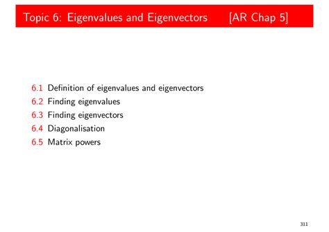 Topic 6 Lecture Notes On Eigenvalues And Eigenvectors Topic 6 Eigenvalues And Eigenvectors