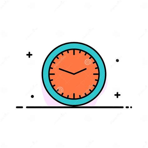 Clock Office Time Wall Watch Business Flat Line Filled Icon Vector