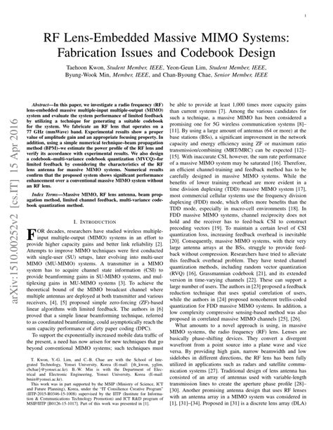 pdf rf lens embedded massive mimo systems fabrication issues and
