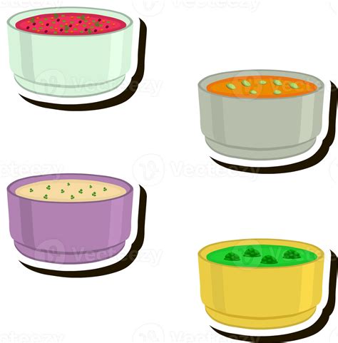 Illustration On Theme Big Set Various Types Beautiful Tasty Edible Hot Homemade Soups 36281987 Png