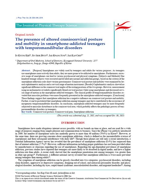 The Presence Of Altered Craniocervical Posture And Mobility In Smartphone Addicted Teenagers