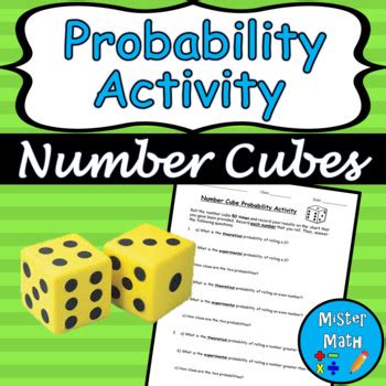 Number Cube Probability Activity By Mister Math TPT