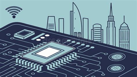 Circuit Board And City Skyline Technology And Urban Integration Vector Design Generative Ai