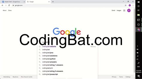 Week1 Configure Codingbat Youtube